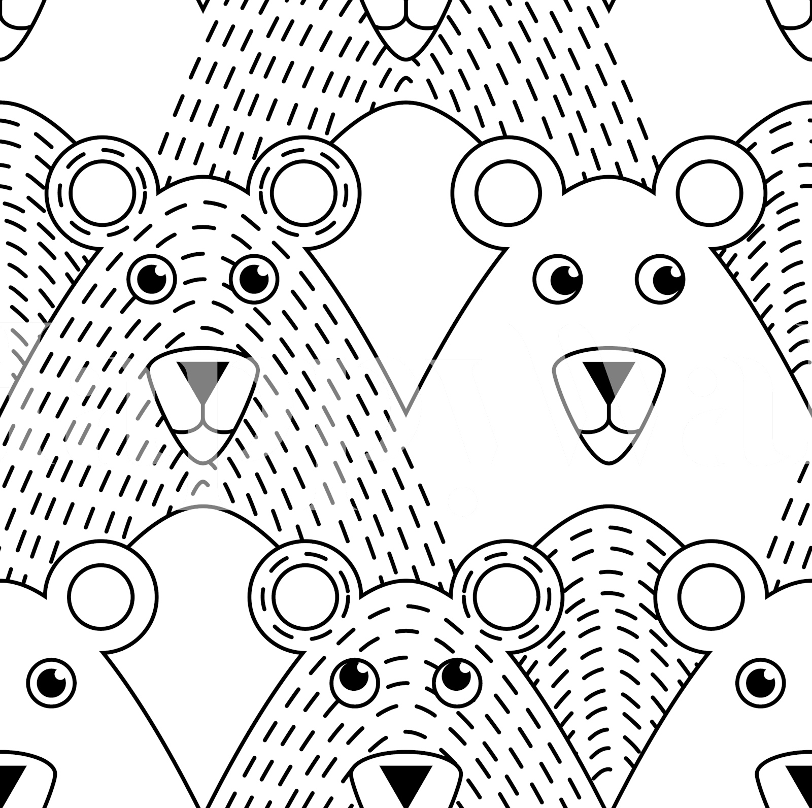Black and White Bear Line Art Wallpaper
