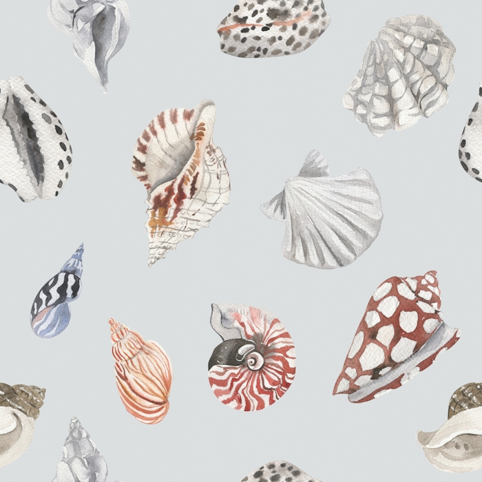 Watercolor Shells Pattern Wallpaper