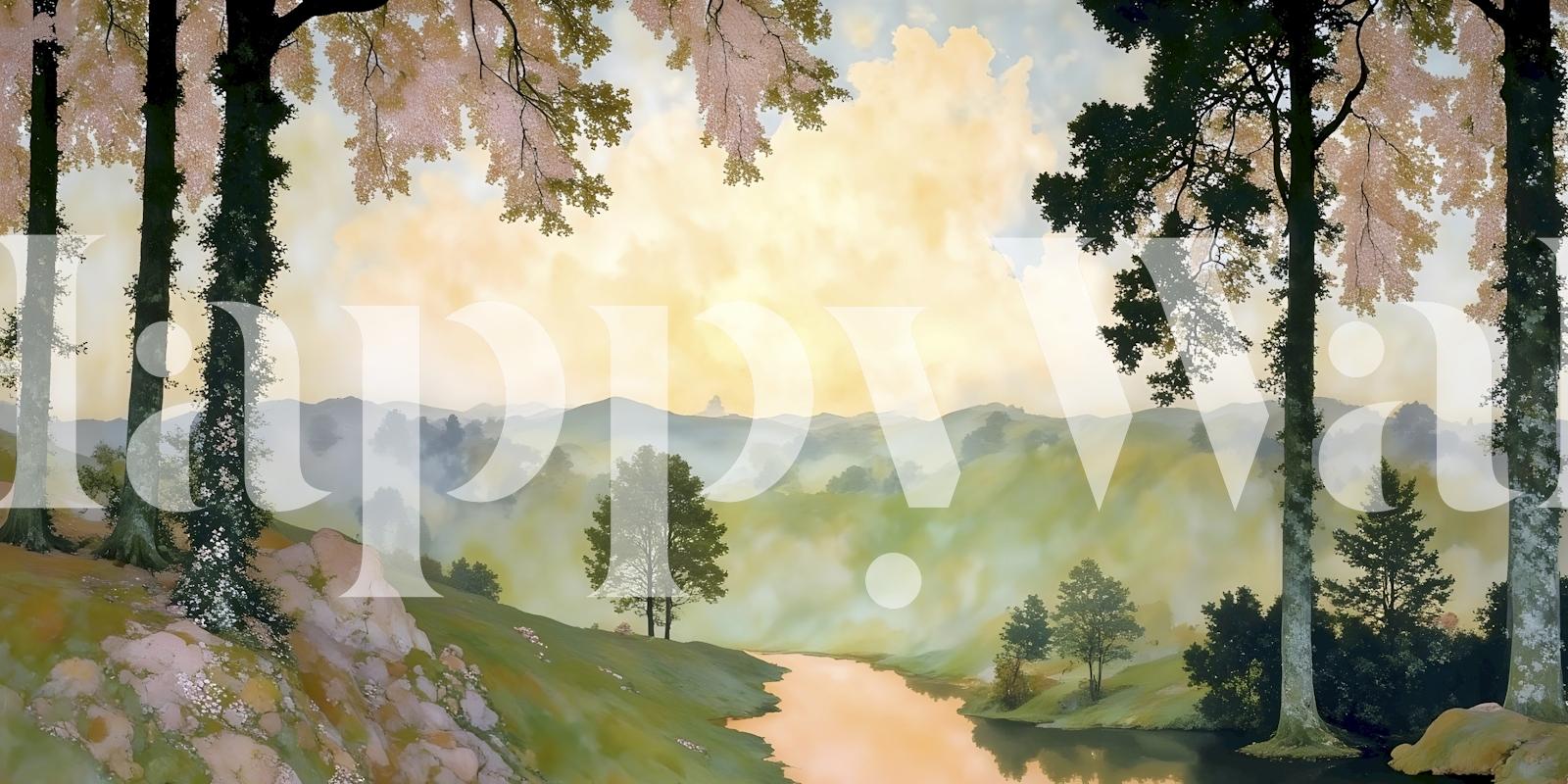 Paradise Forest Sunrise Wallpaper | happywall.com