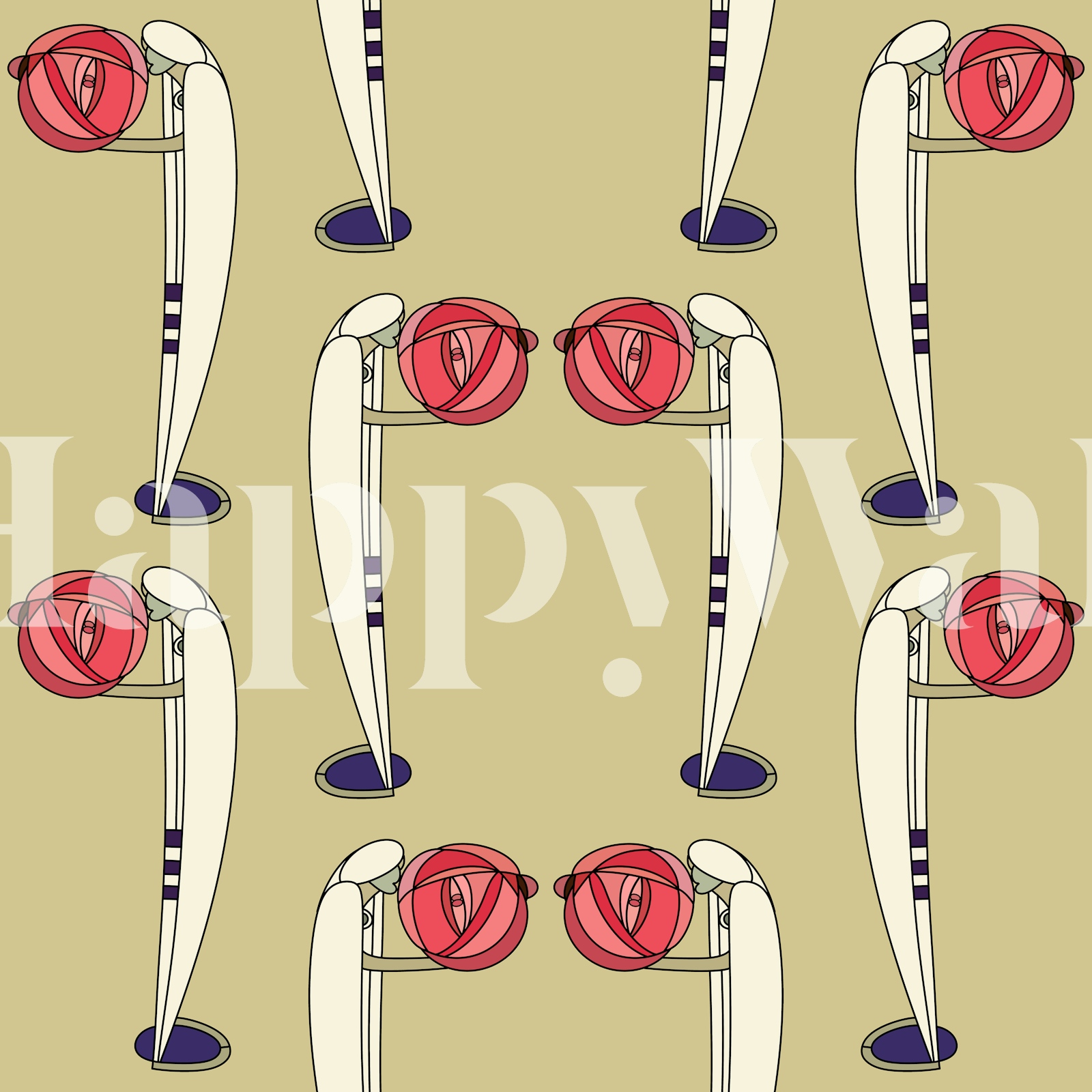 Art Nouveau Mackintosh Glasgow Roses 7 - Happywall