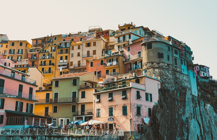 Colorful Townscape Wallpaper for Vibrant Interiors