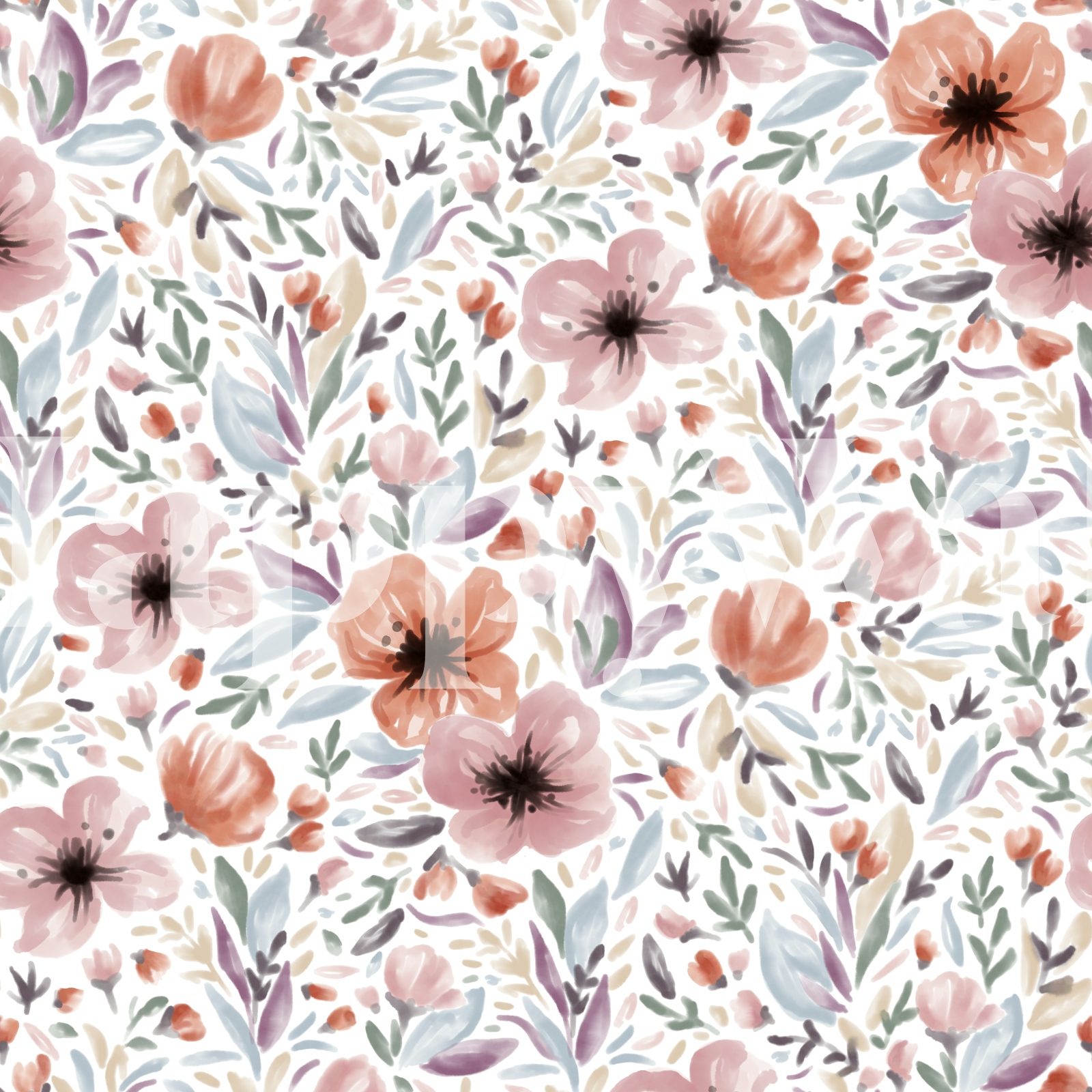 Watercolor Bloom Wallpaper | happywall.com