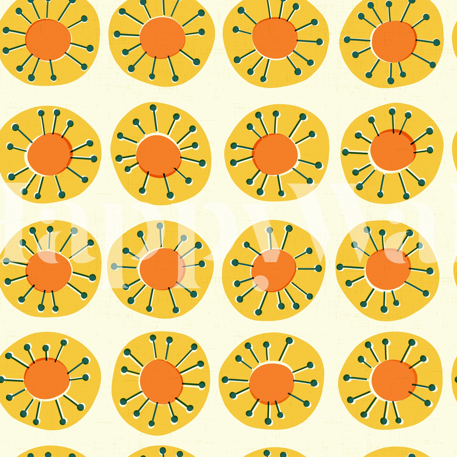 Mid Century Modern Yellow Graphic Wallpaper
