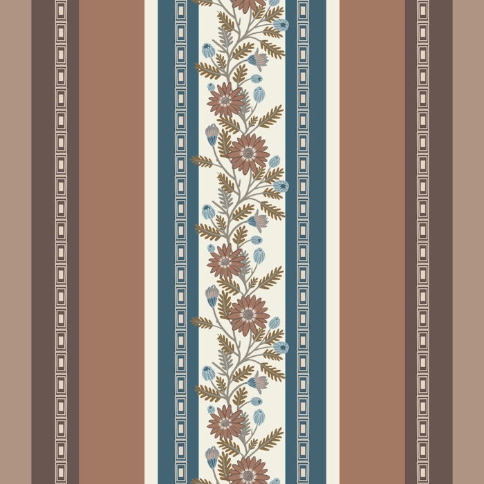 Warm Toned Botanical Stripes - Wallpaper