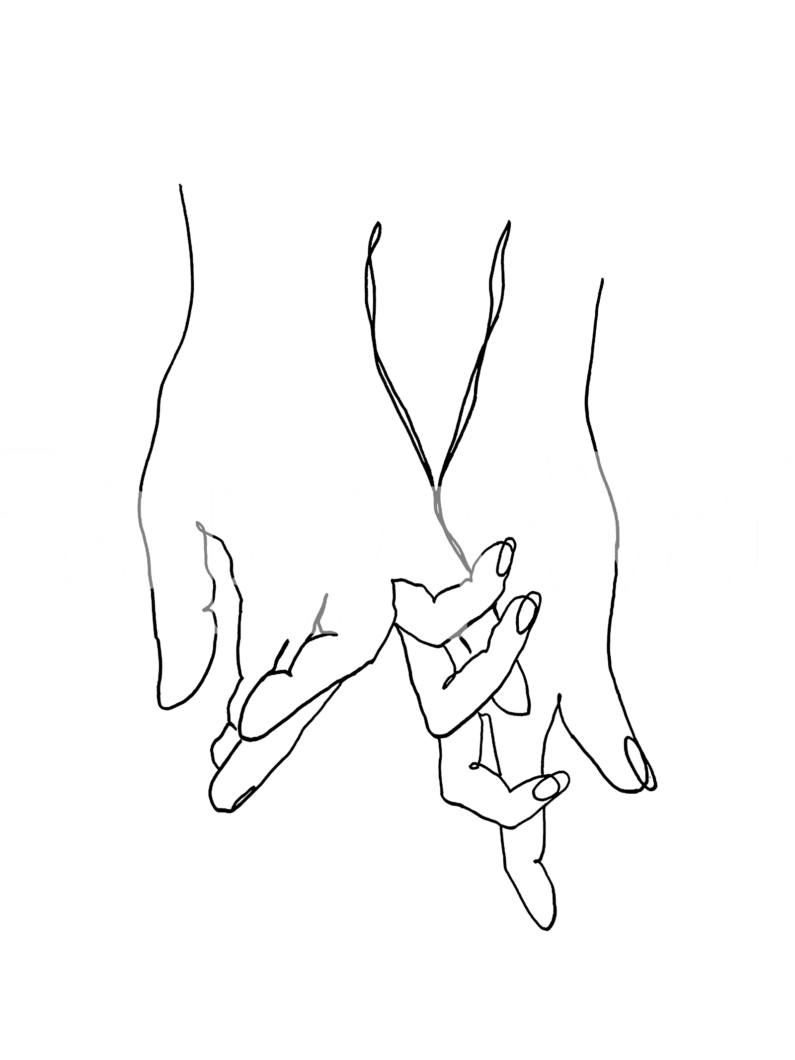 Line Art Hand in Hand Wallpaper | happywall.com