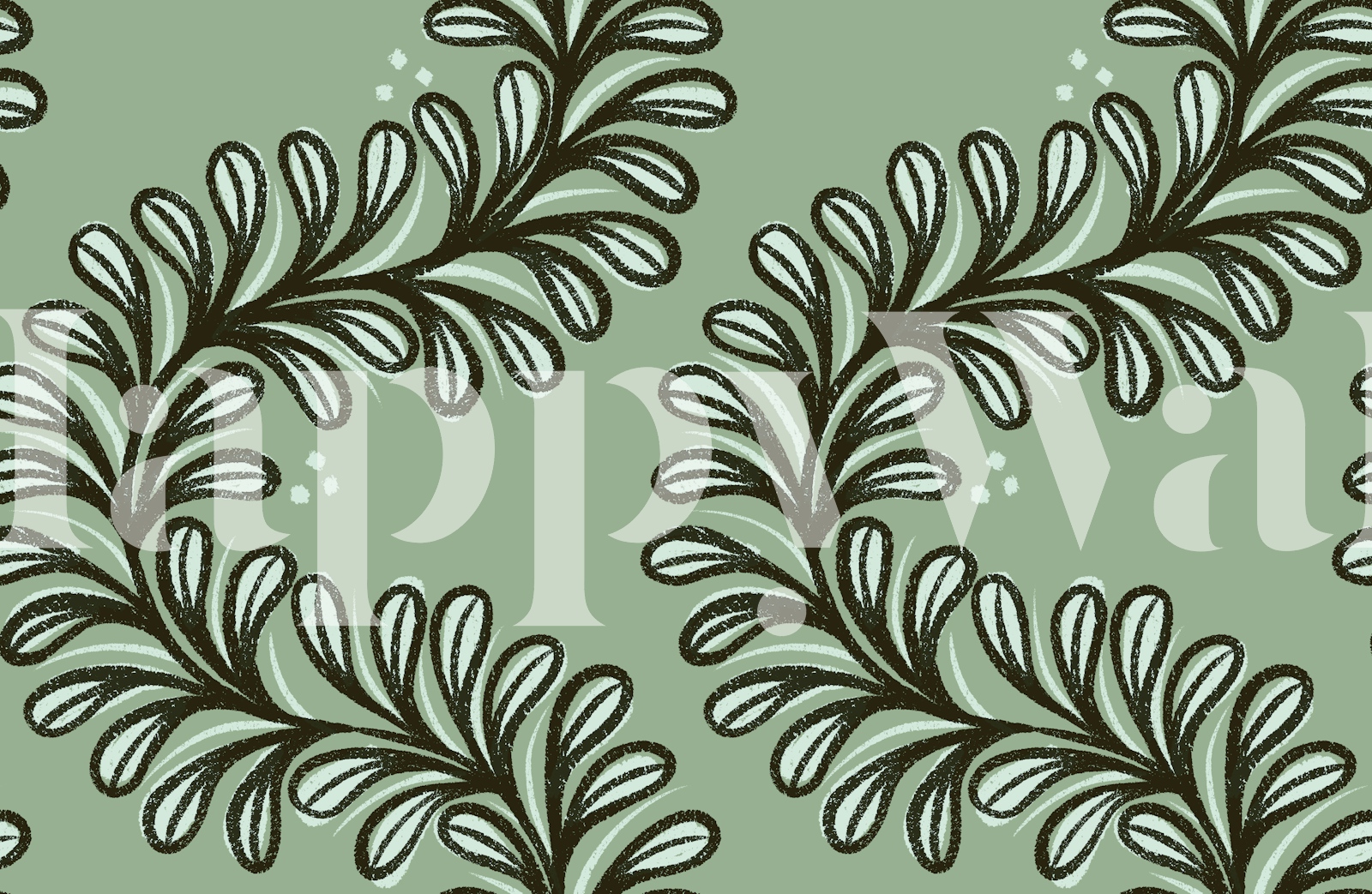 Botanical Stripe Curved Vines Wallpaper
