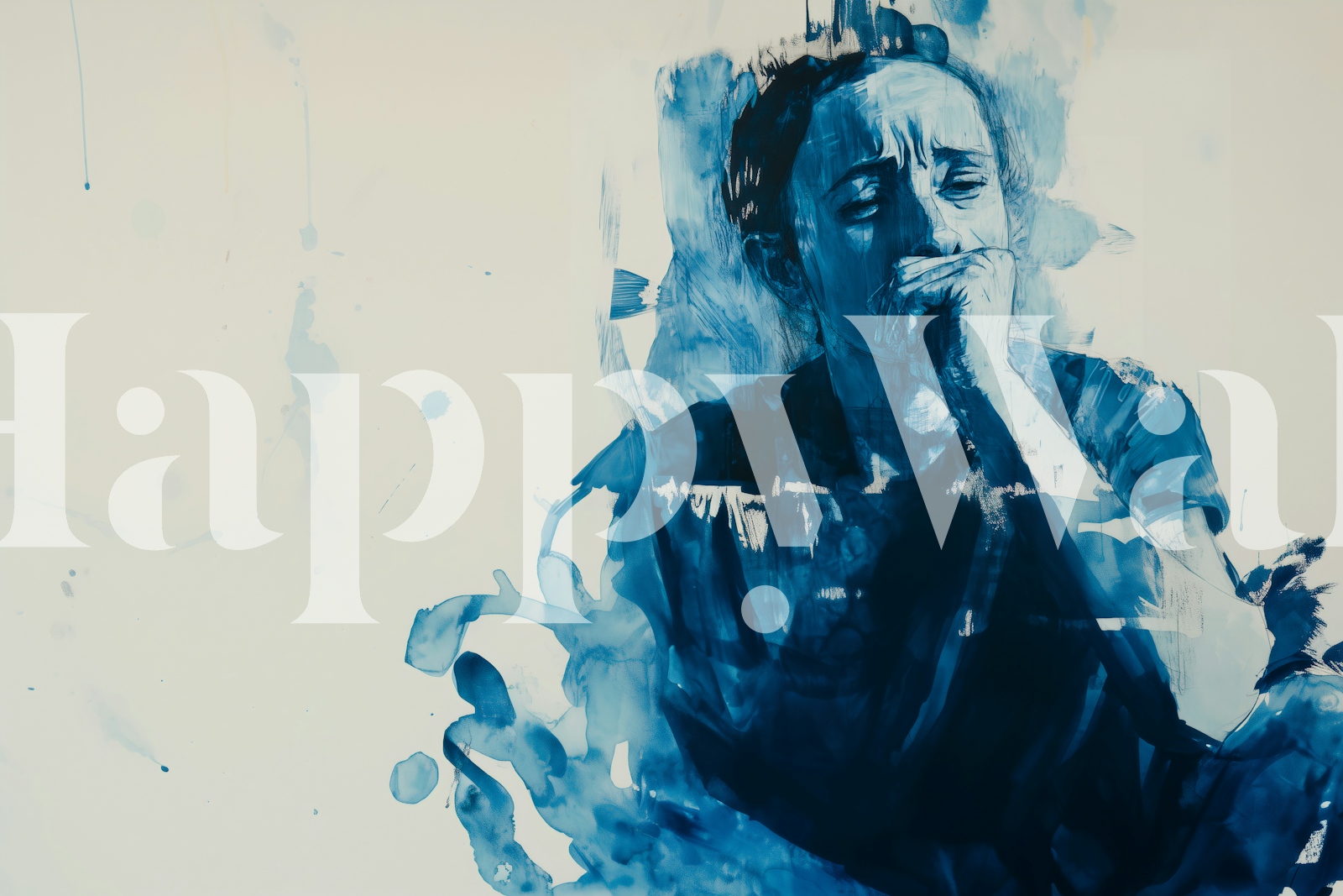 Blue Abstract Expressionist Wallpaper