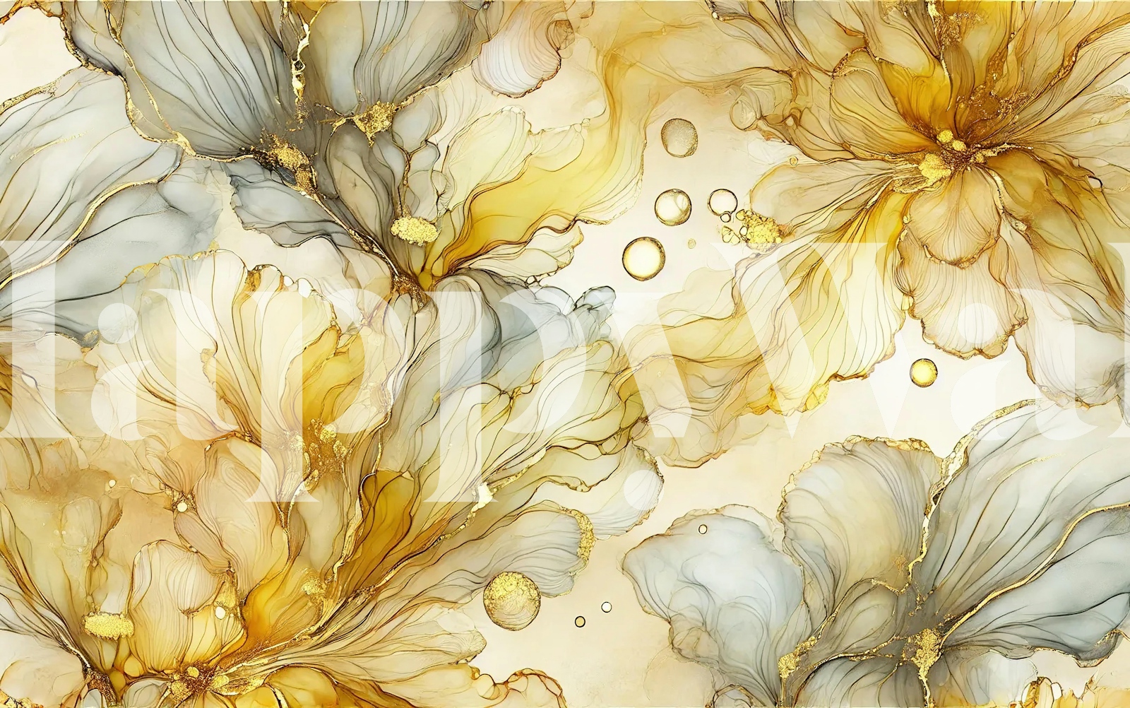 Golden Floral Alcohol Ink Wallpaper