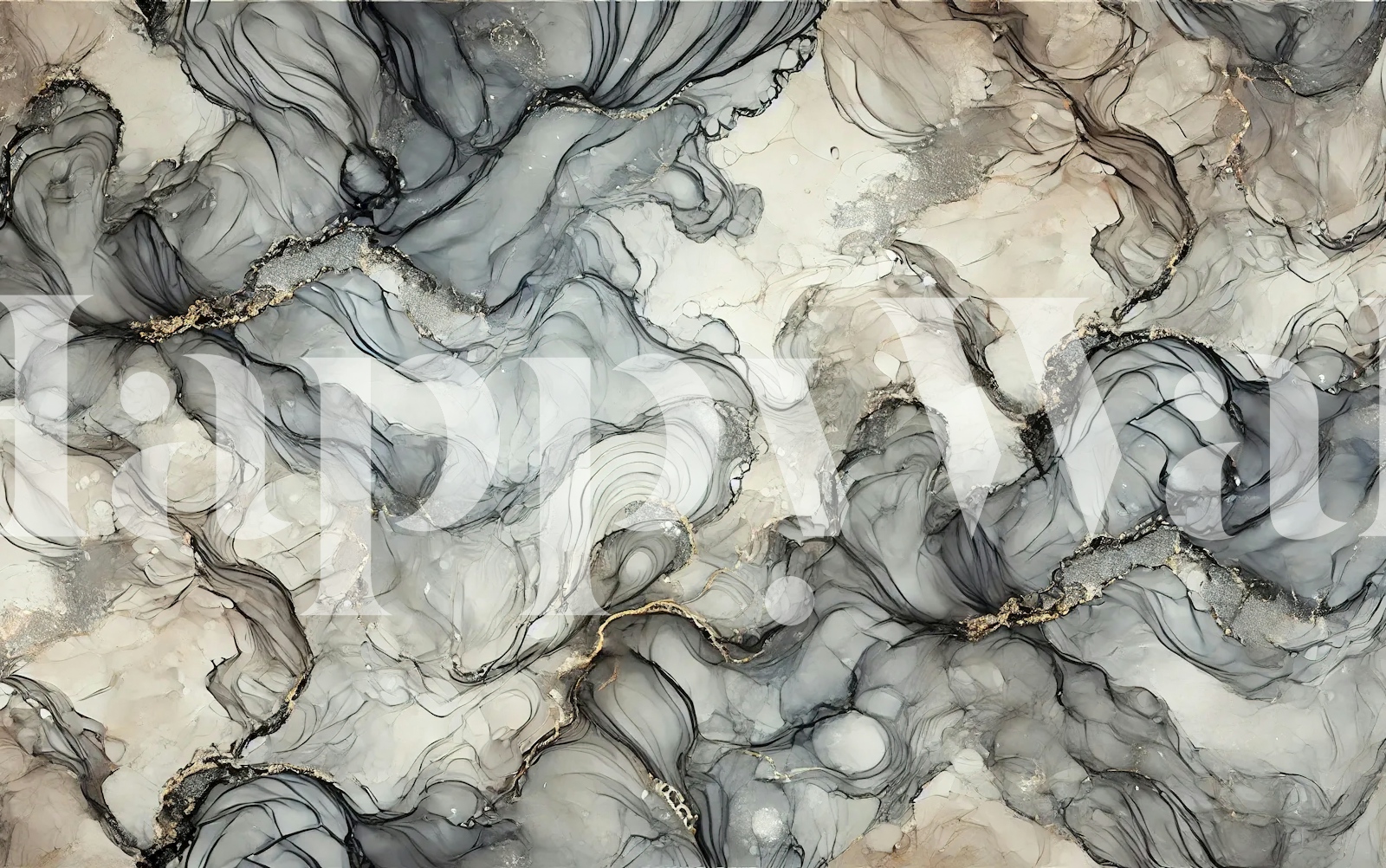 Black & Gold Fusion Alcohol Ink Wallpaper