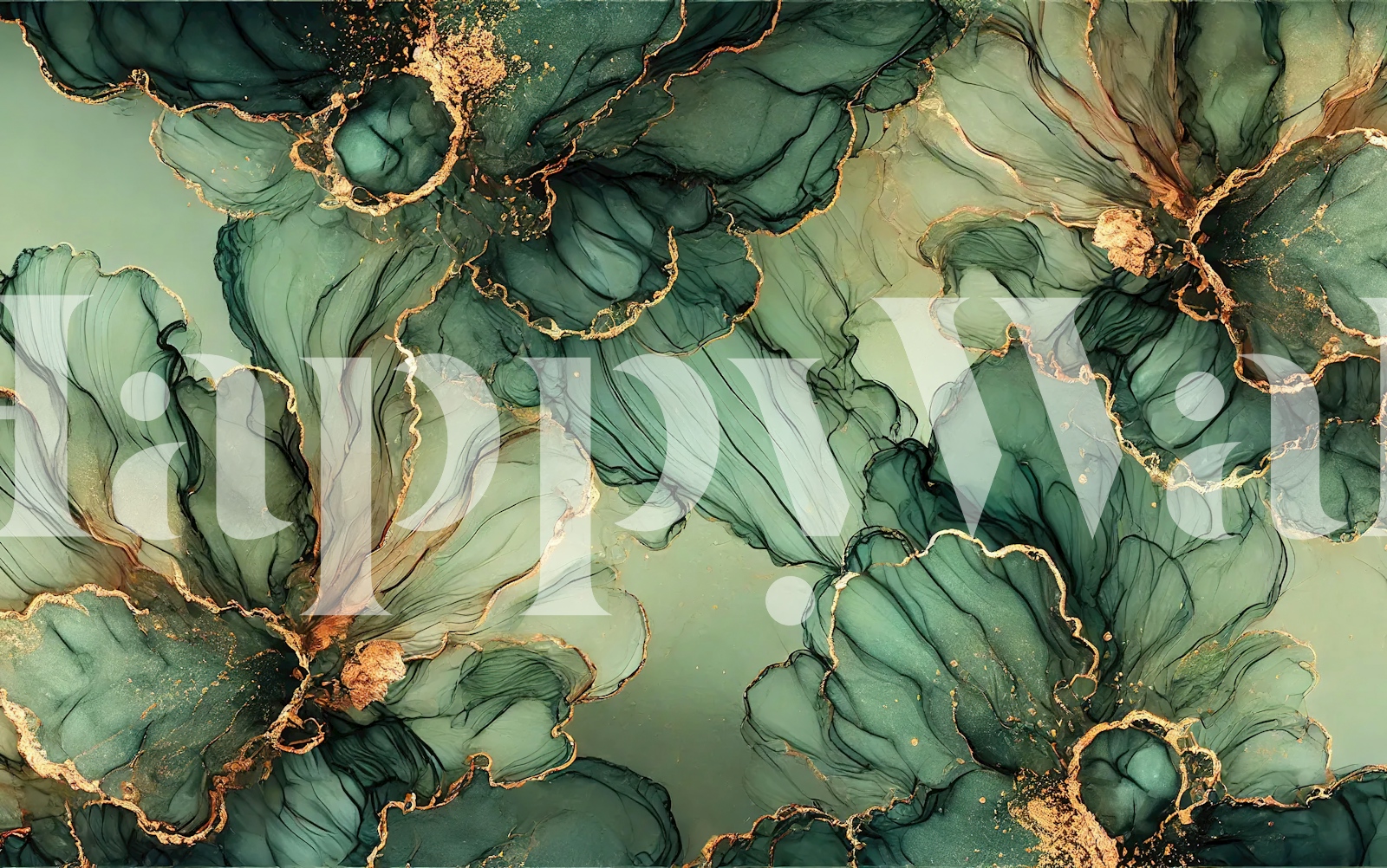Emerald Floral Alcohol Ink Wallpaper