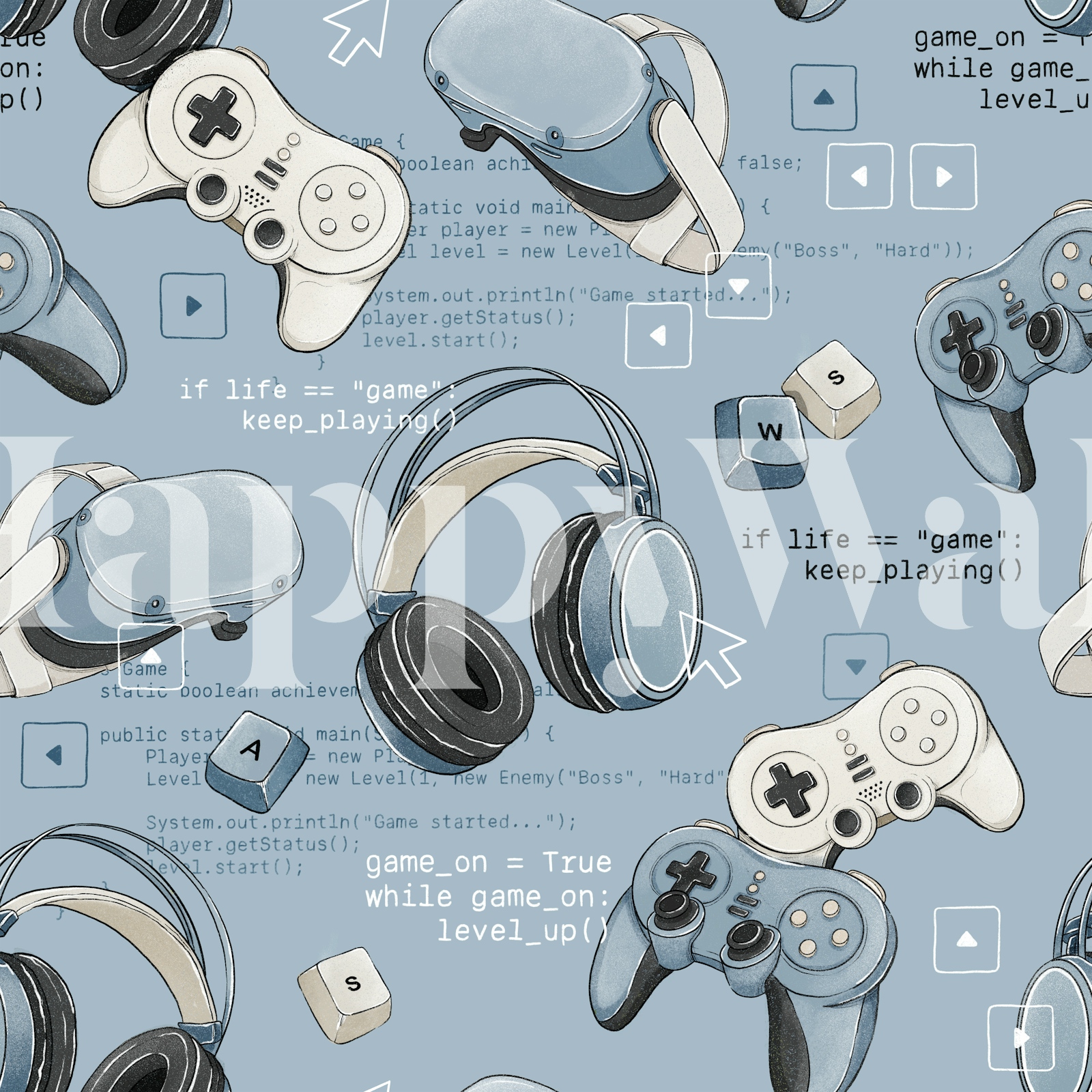 Game Mode: On - blue | happywall.com