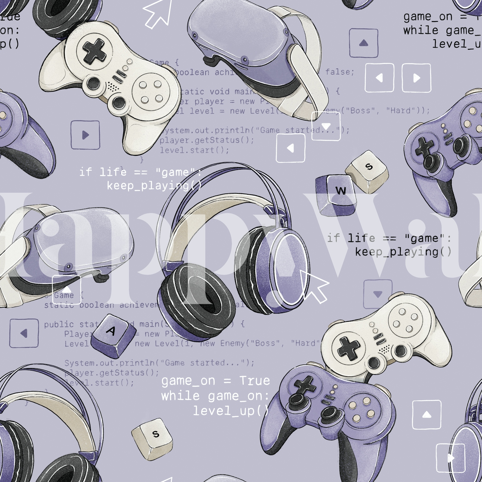 Game Mode: On - lavender | happywall.com