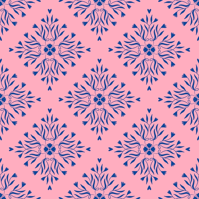 Decorative Floral Tiles Pink and Blue | happywall.com