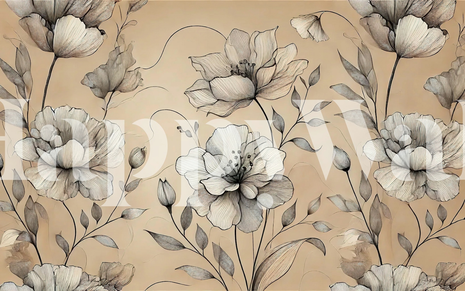 Inked Bloom Wallpaper - happywall.com