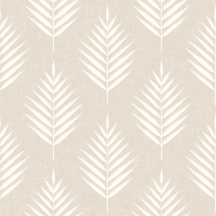 Boho Palm Leaf - Neutral Beige Wallpaper