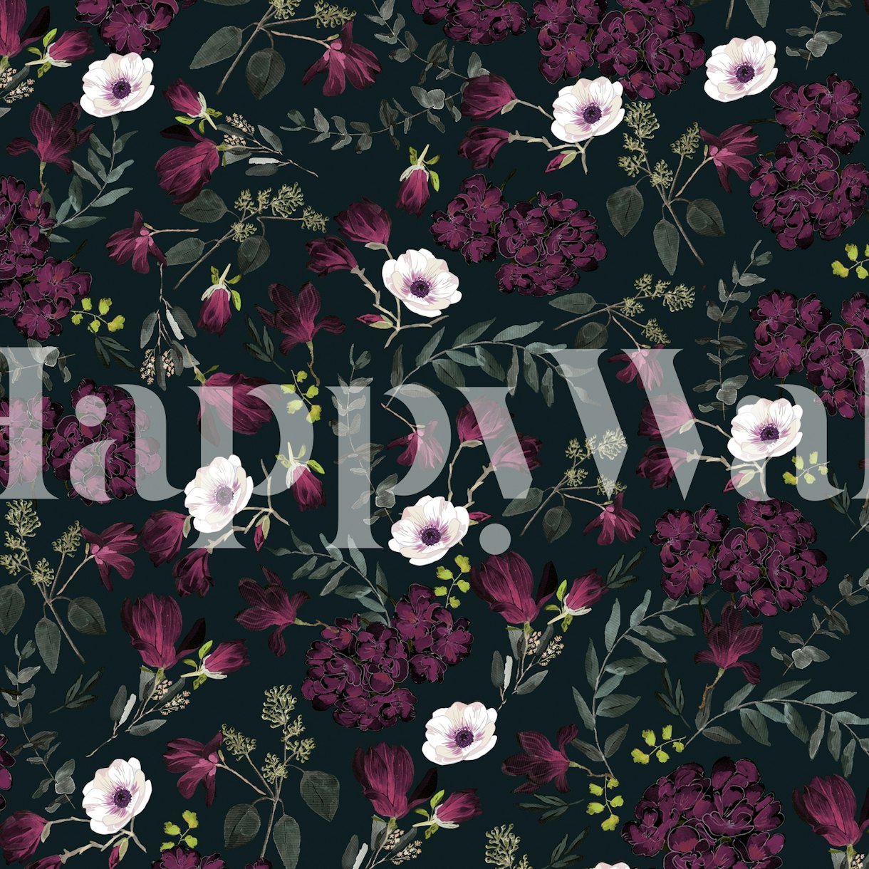 Romantic Pattern Dark Wallpaper | Happywall