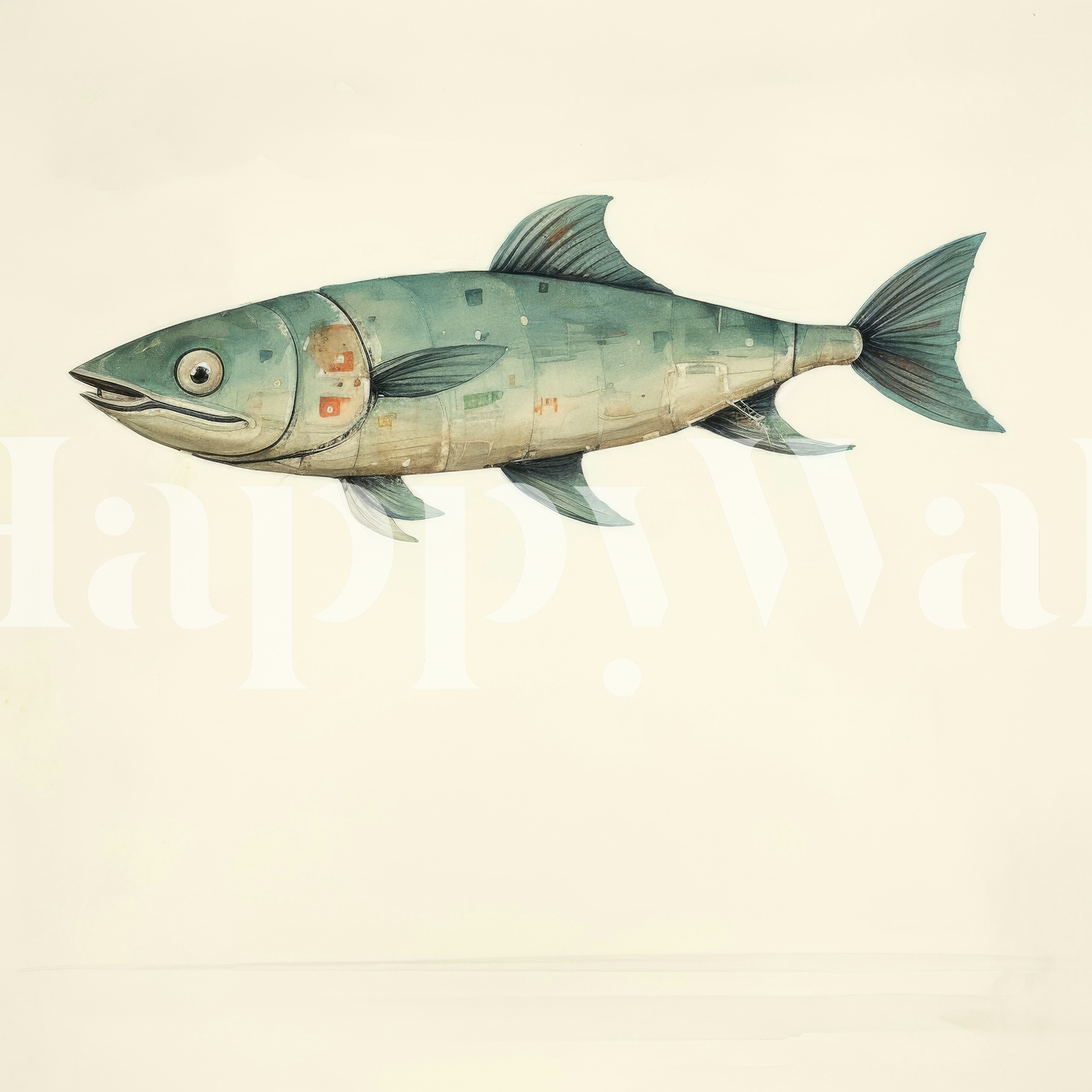 Minimal Sardine Drift Wallpaper - Blue Fish Design