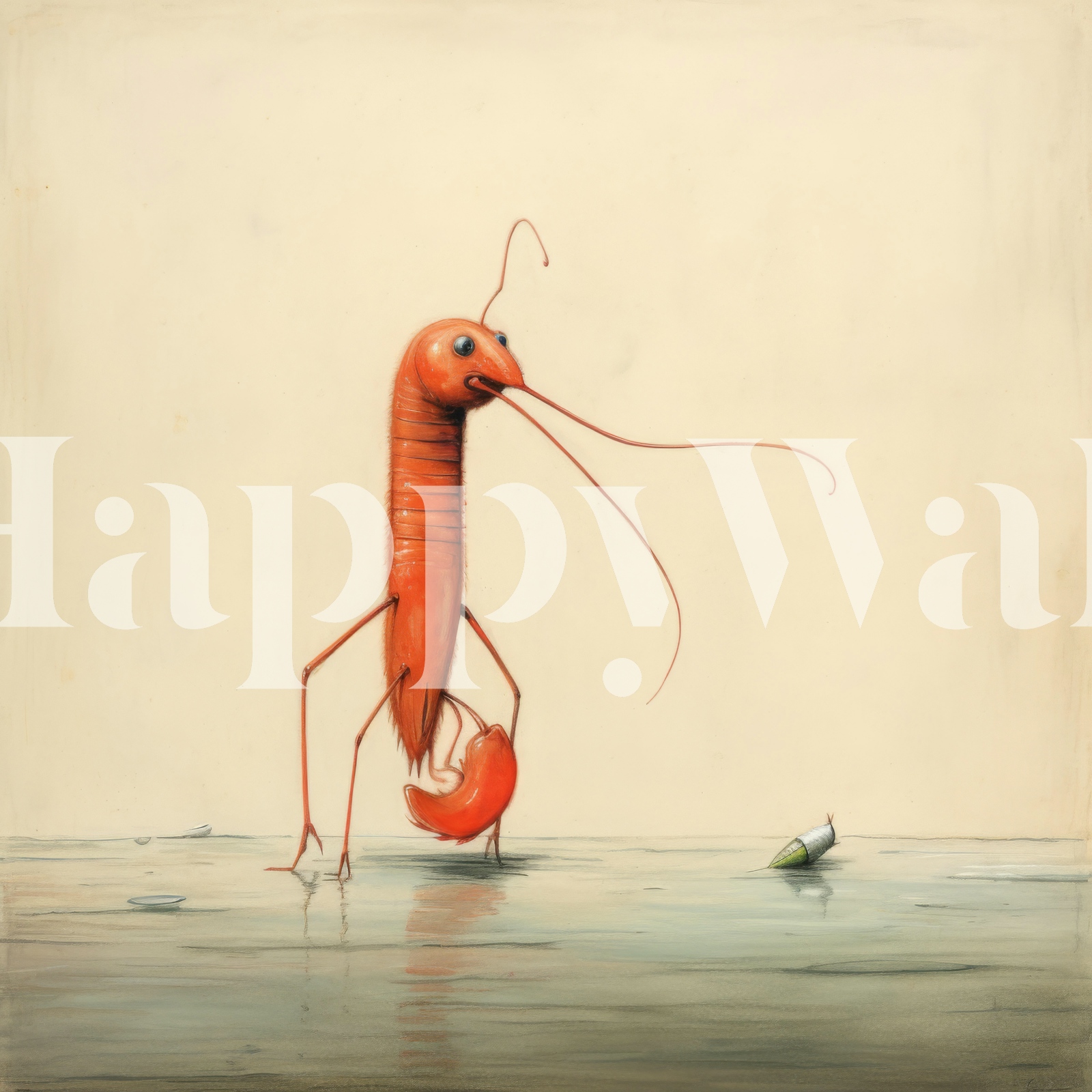 Minimal Shrimp Wallpaper | happywall.com