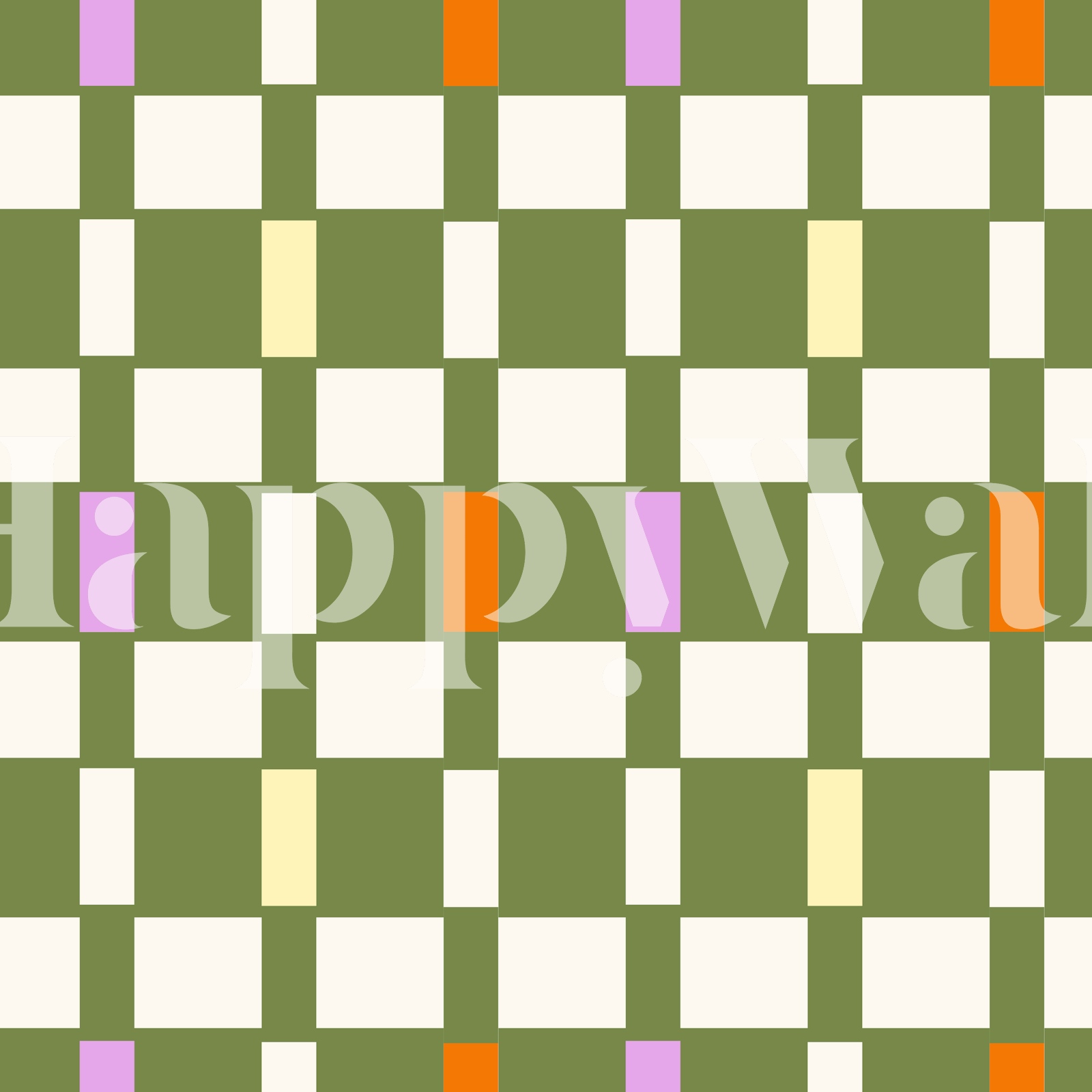 Olive Green Retro Checkerboard Wallpaper