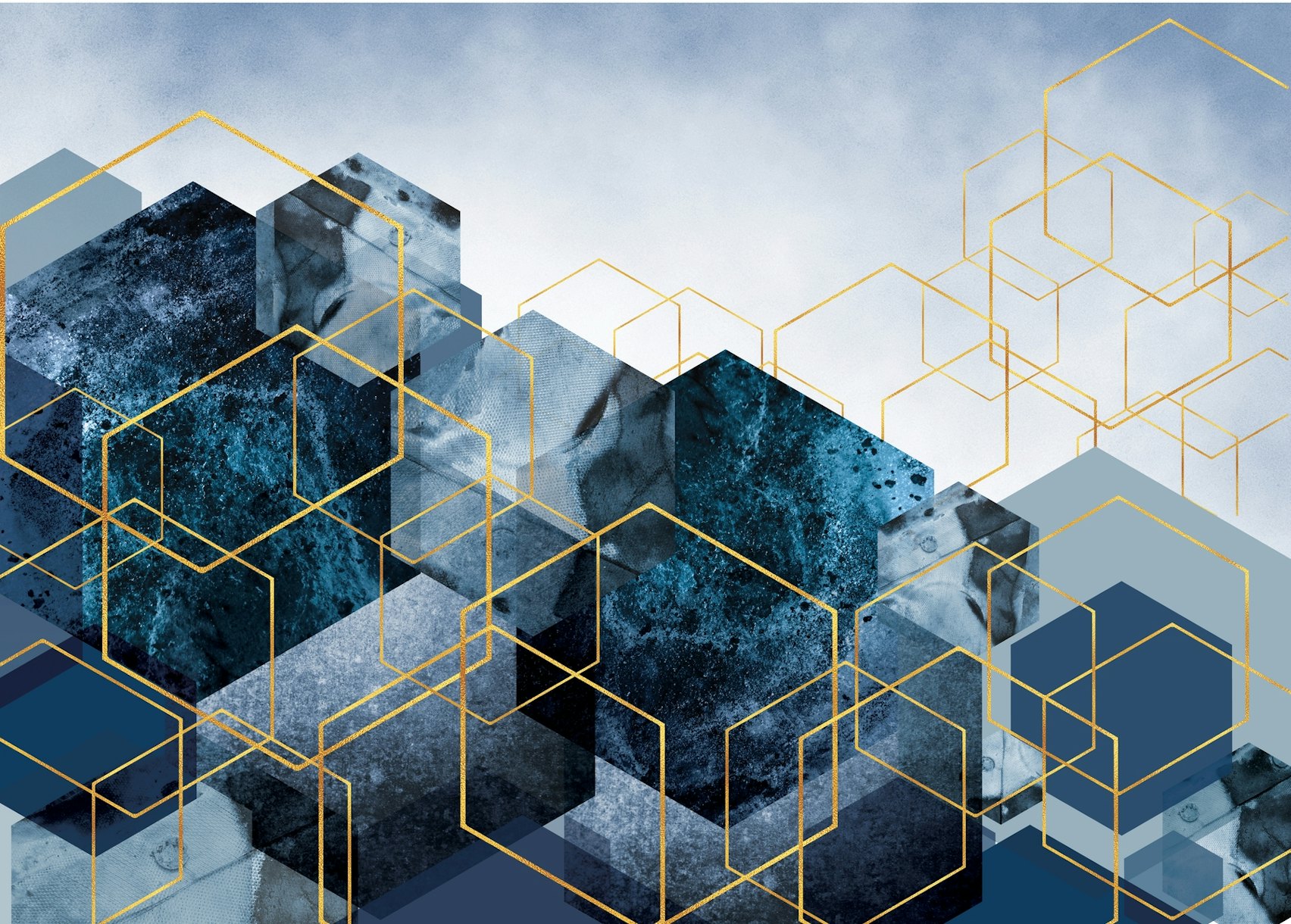 Abstract Landscape in Blue Wallpaper - Happywall