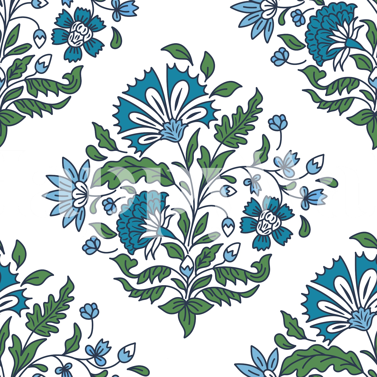 Floral Block Print Wallpaper - happywall.com