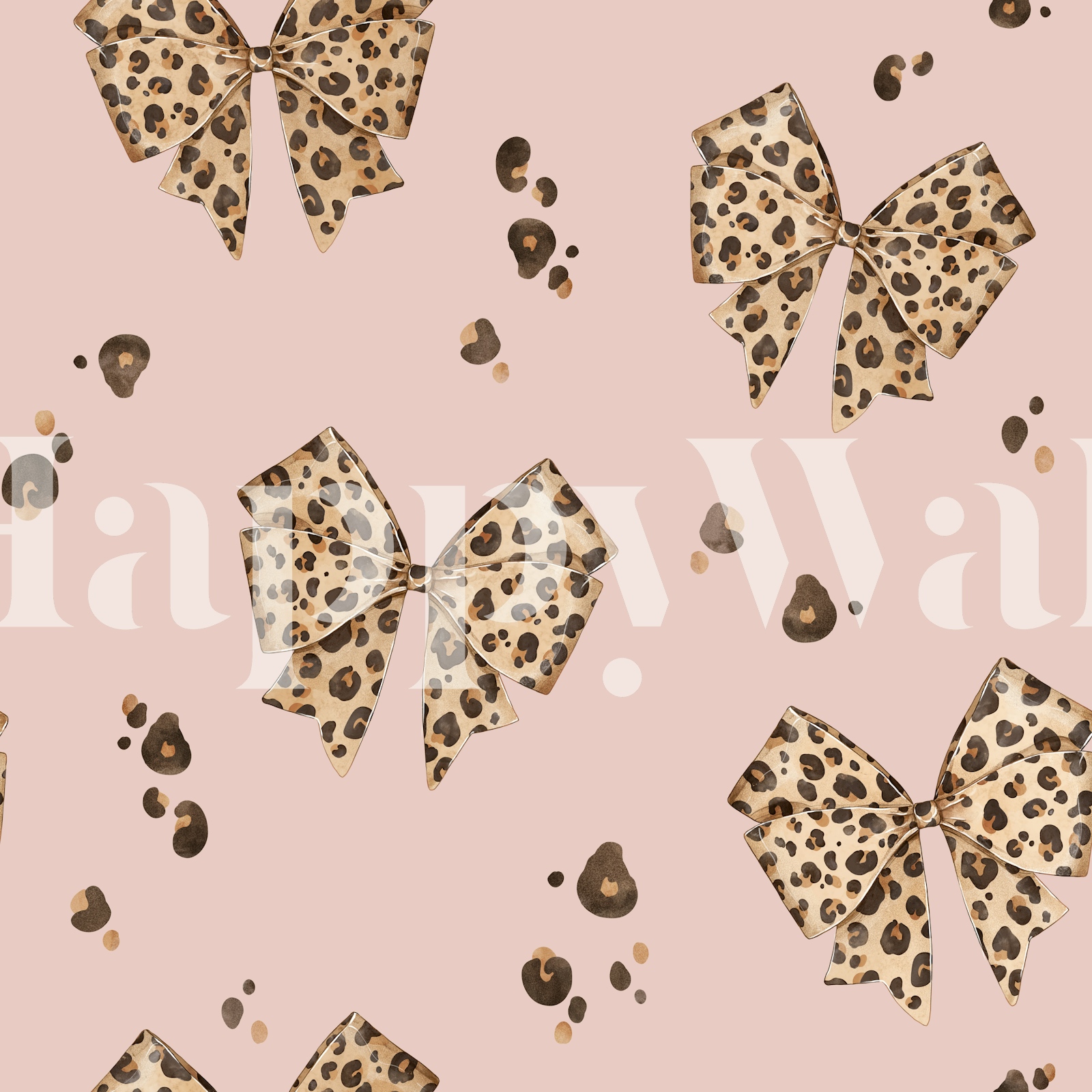 Leopard Bow Dusty Rose Wallpaper