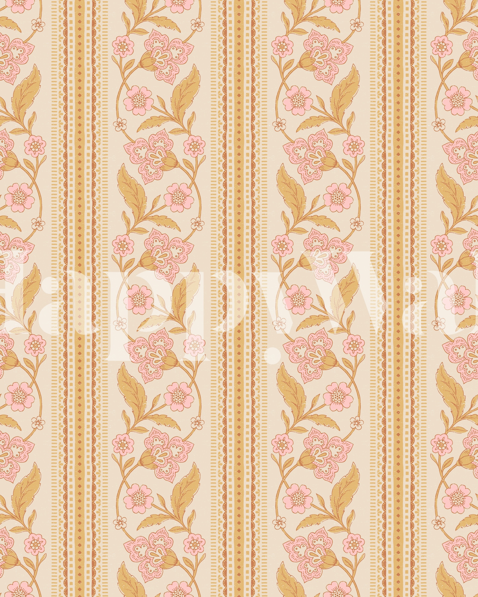 Pink Floral Striped Wallpaper for Bedroom Decor