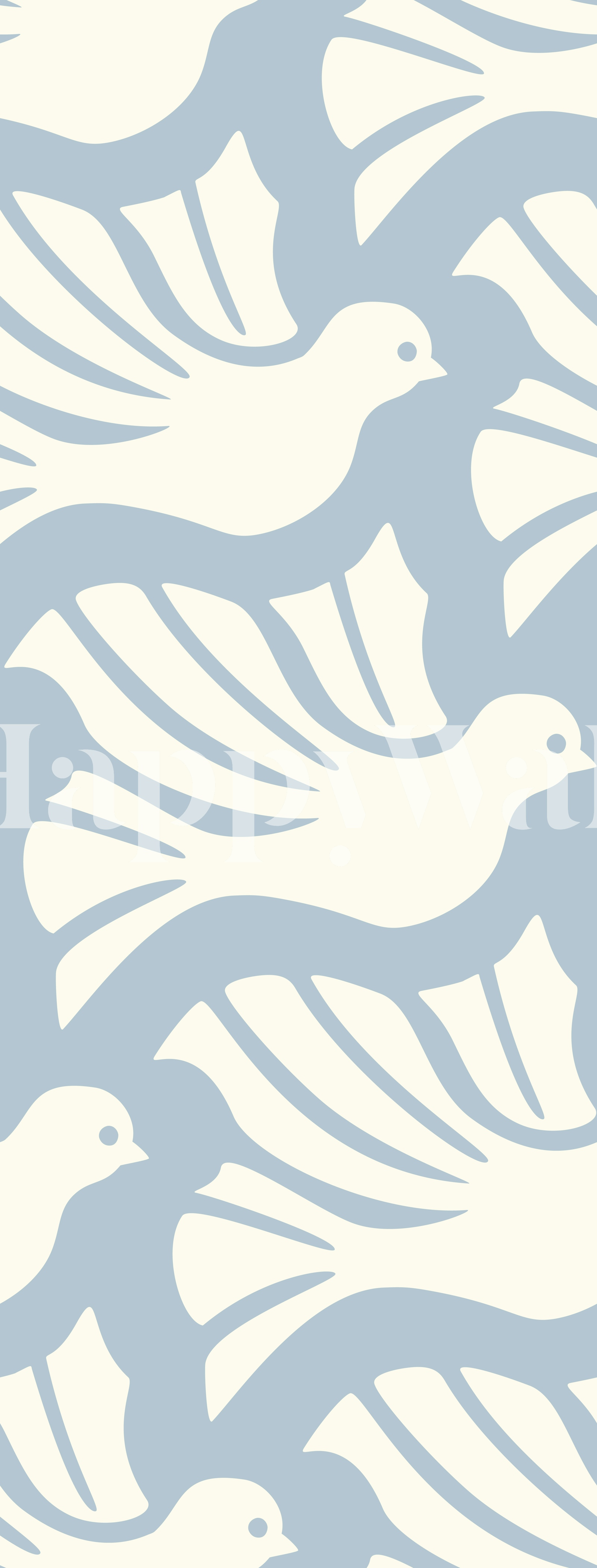 Blue Dove Print Wallpaper for Bedroom