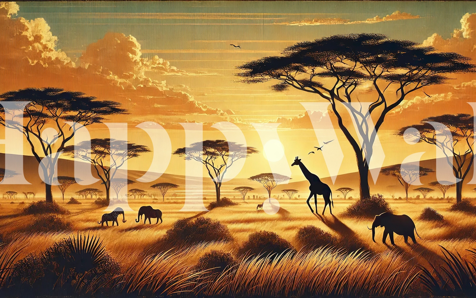 Vintage Kenya Savannah Sunrise Poster - happywall.com