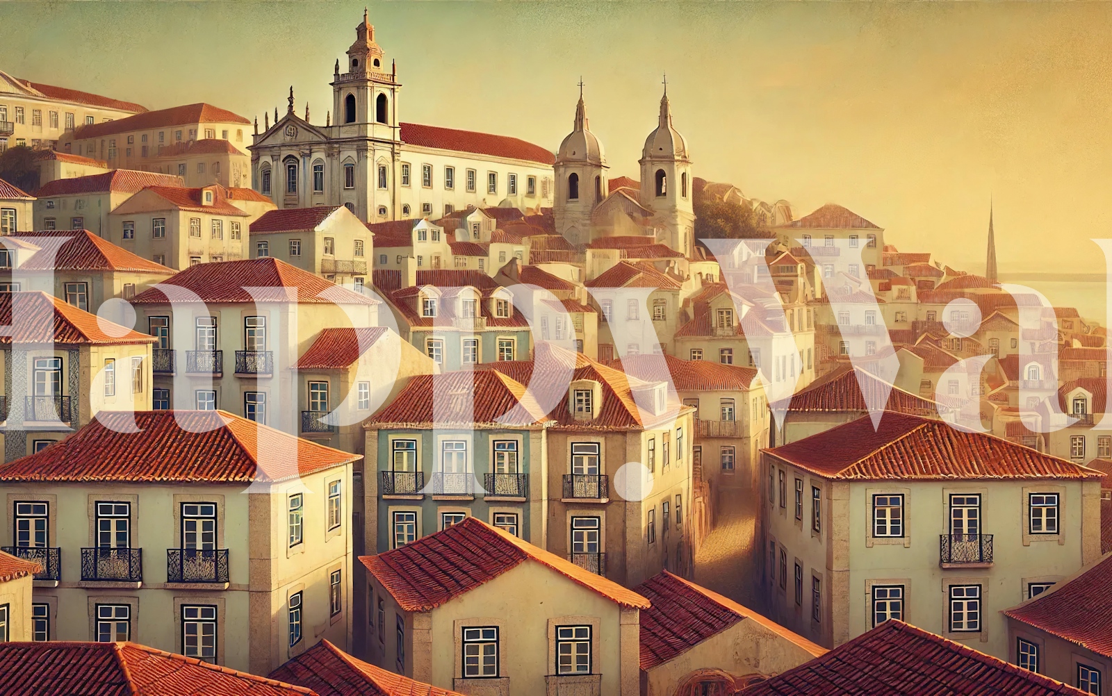 Vintage Lisbon Alfama Rooftops Wallpaper