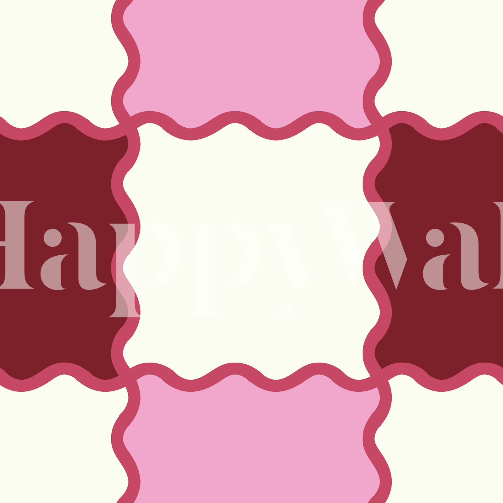 Wavy Checker Cherry & Pink Wallpaper | happywall.com