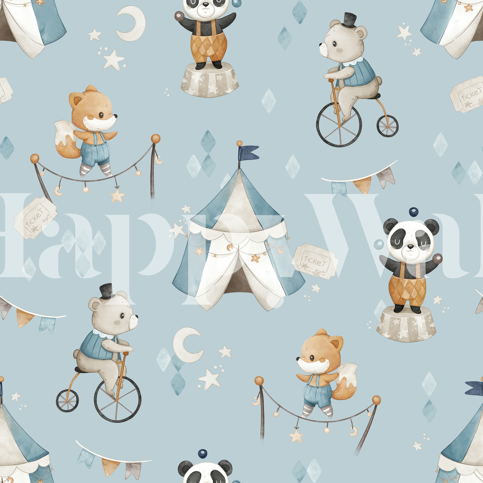 Magic Show Blue Wallpaper | happywall.com