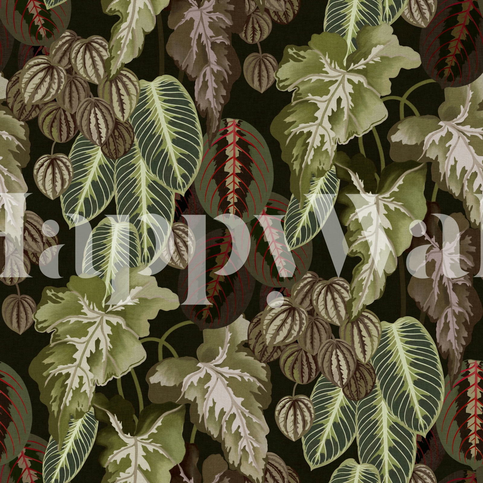 Muted Green Tropical Leaf Wallpaper