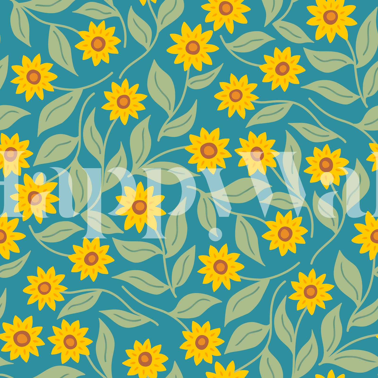 Sunflower scatter wallpaper - happywall.com