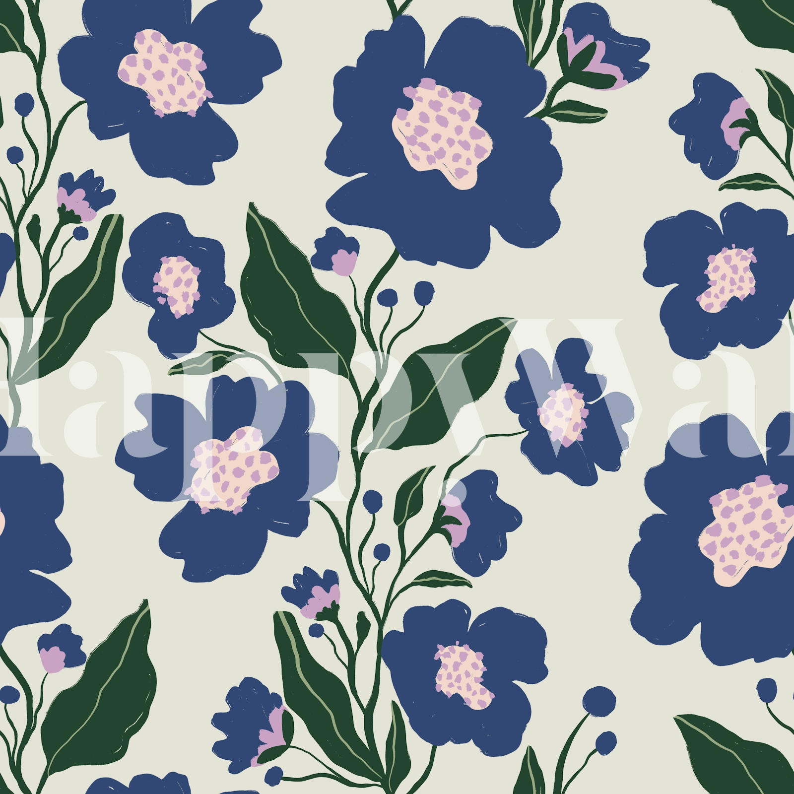 Blue Floral Dreamscape Wallpaper | happywall.com