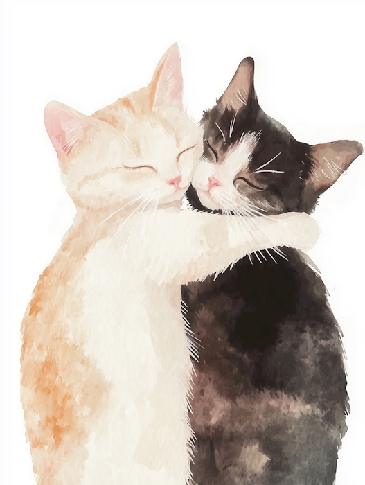 Cute Cat Hug Wallpaper for Animal Lovers