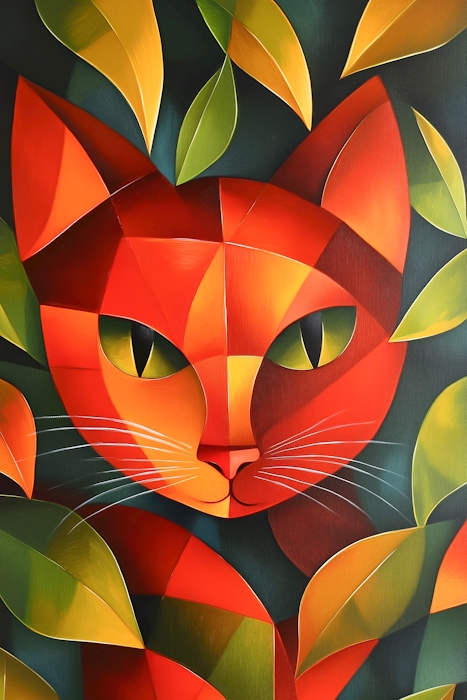 Cubist Cat Autumn Wallpaper for Animal Lovers