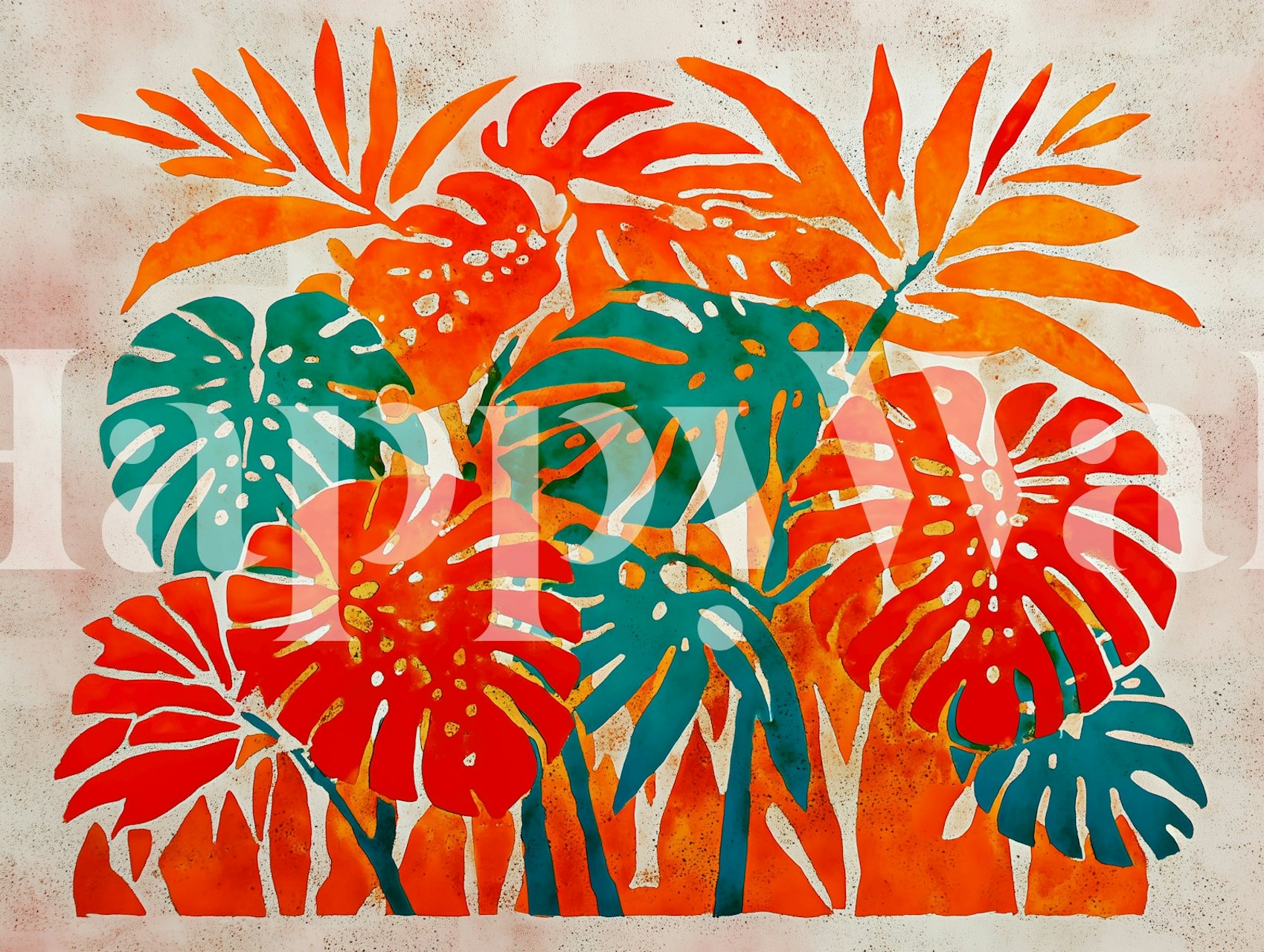 Tropical Stencil Art Wallpaper | Happywall.com
