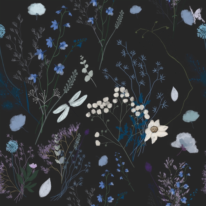 Night Garden Floral Pattern - Happywall.com