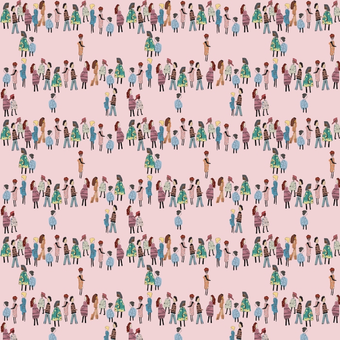 Playful People Pattern Wallpaper