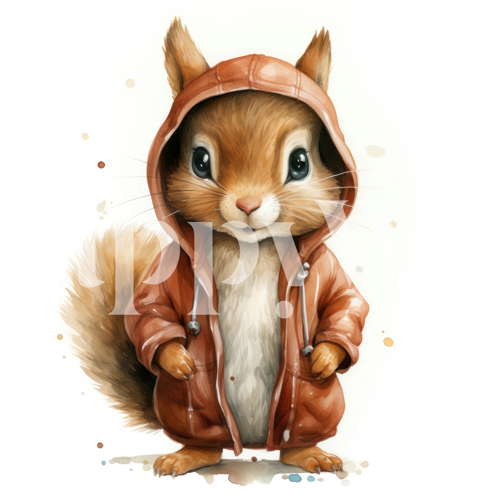 Watercolor Cartoon Squirrel Wallpaper | happywall.com