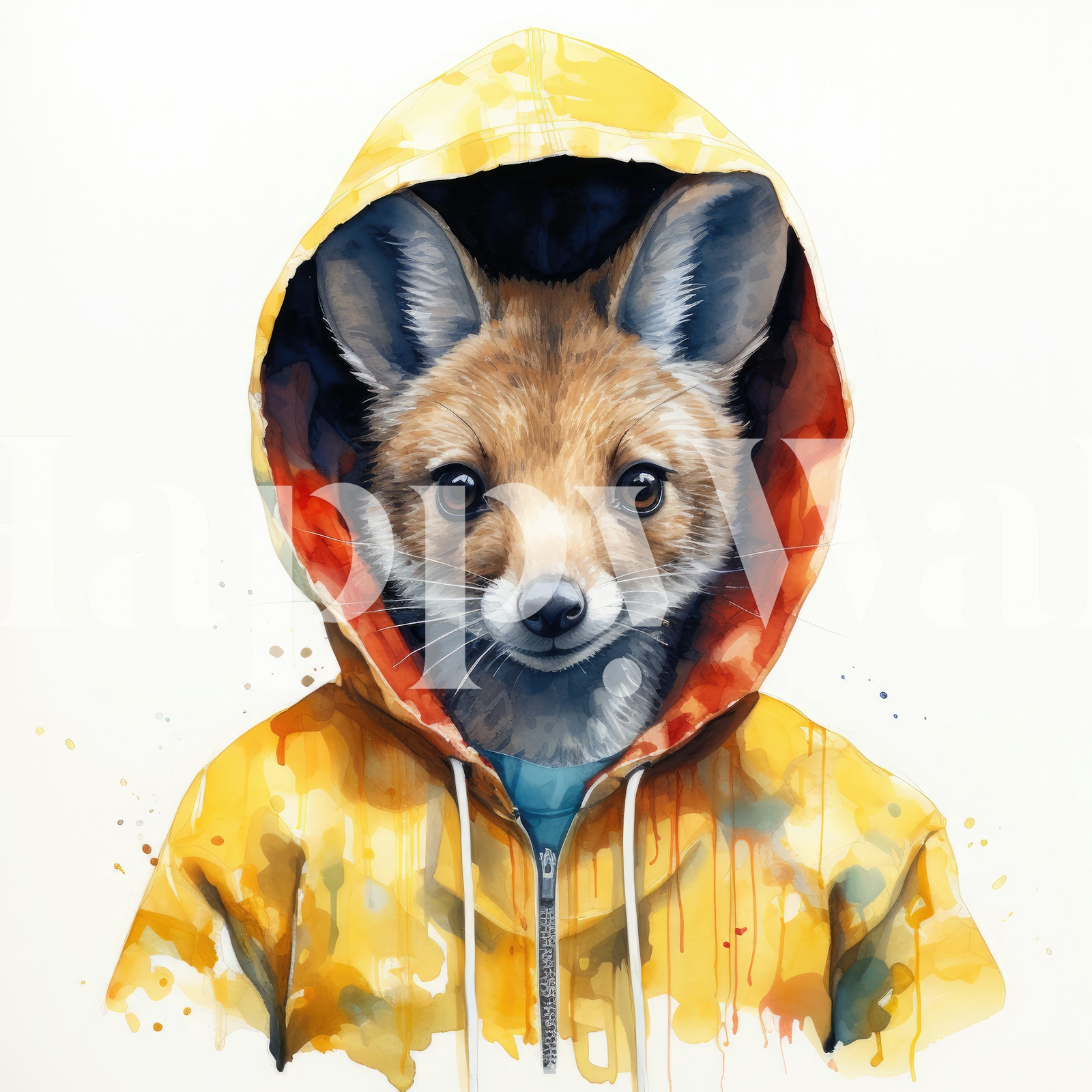 Watercolor Cartoon Wallaby Wallpaper