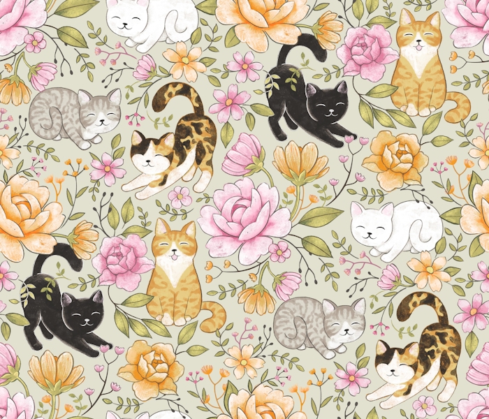 Cottage Cat Coquette Wallpaper | happywall.com