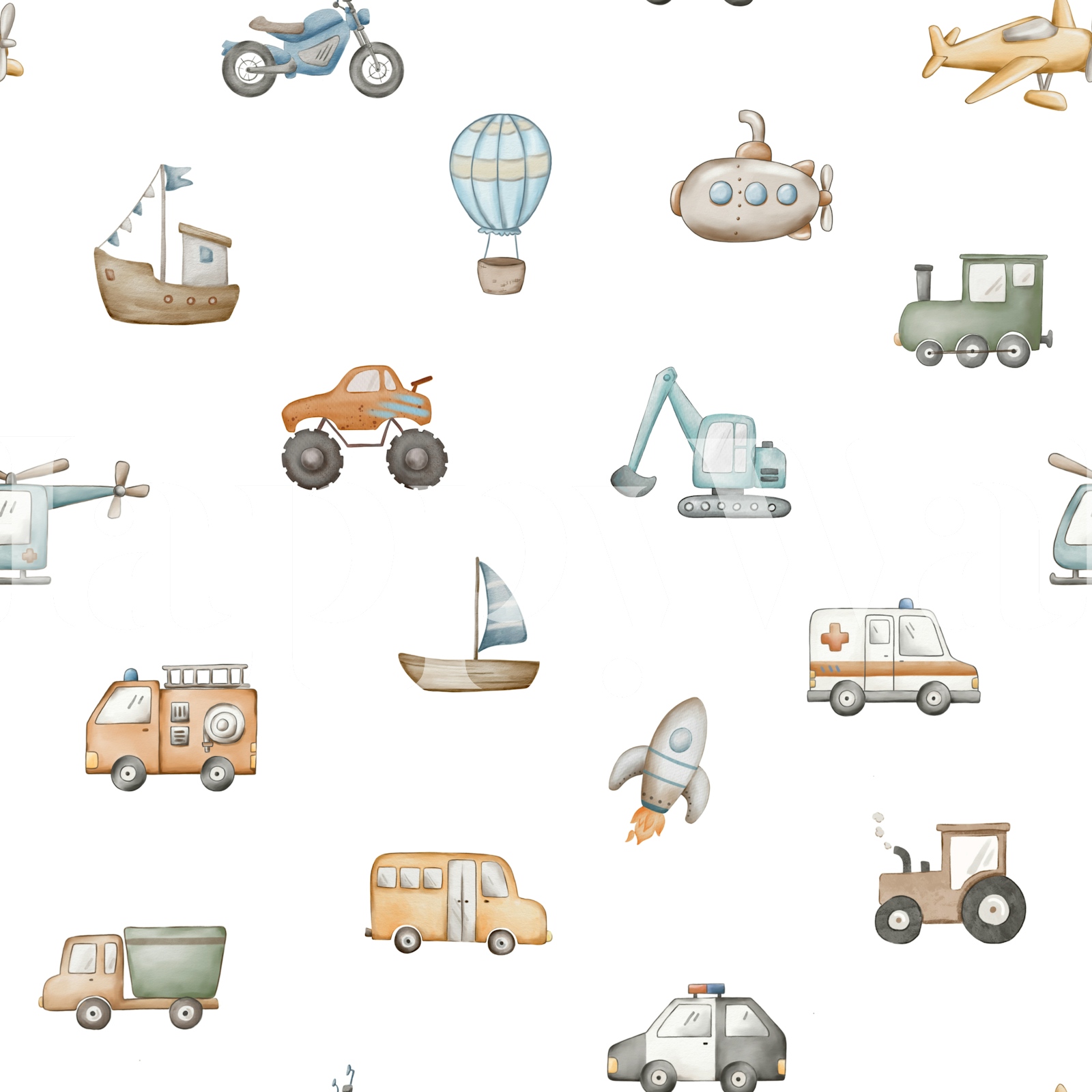 Kids Fun Transport Wallpaper - happywall.com