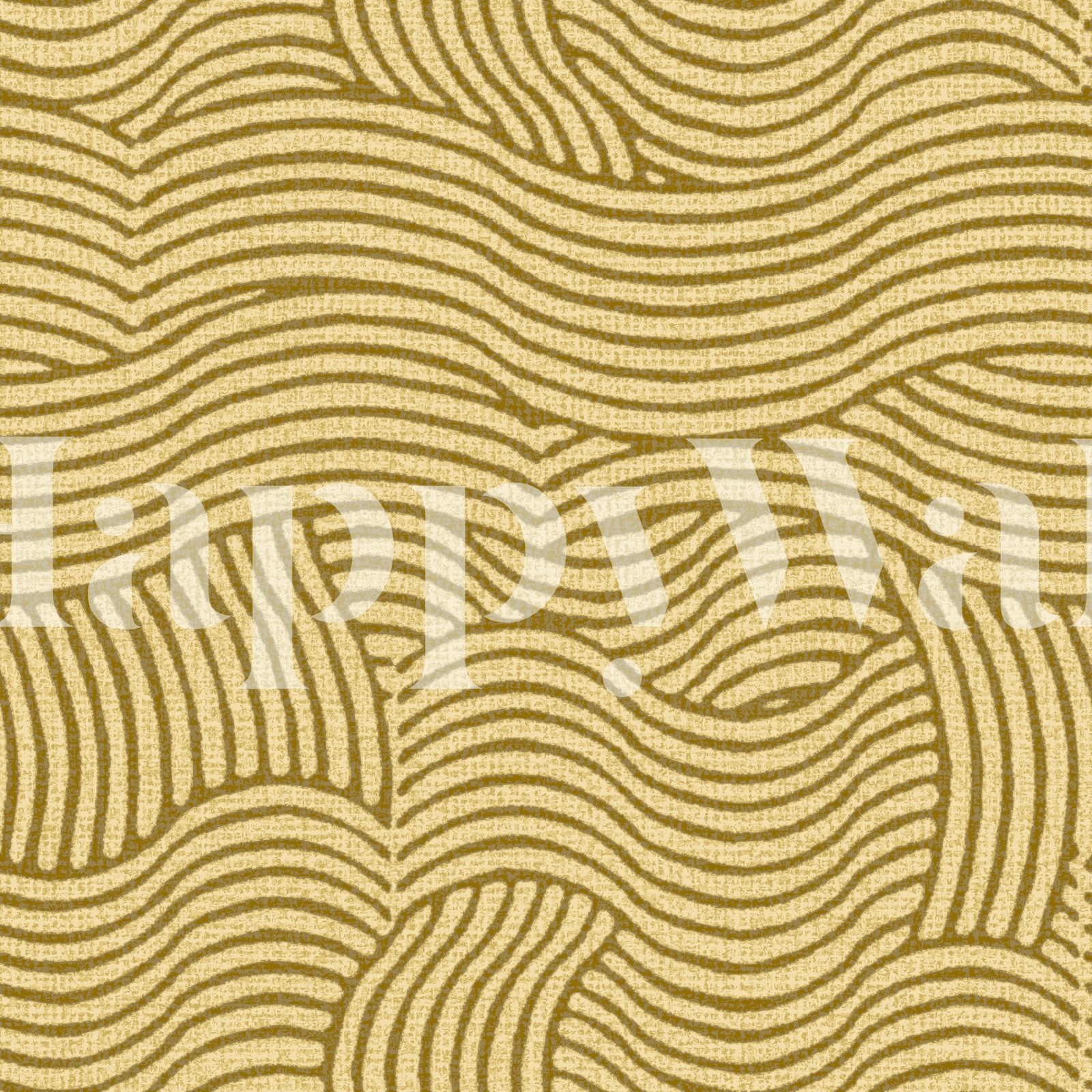 Beige and Mustard Wavy Striped Wallpaper