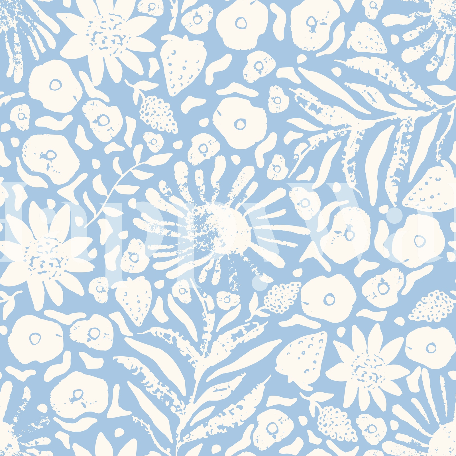 Blue Botanical Delight Wallpaper - happywall.com