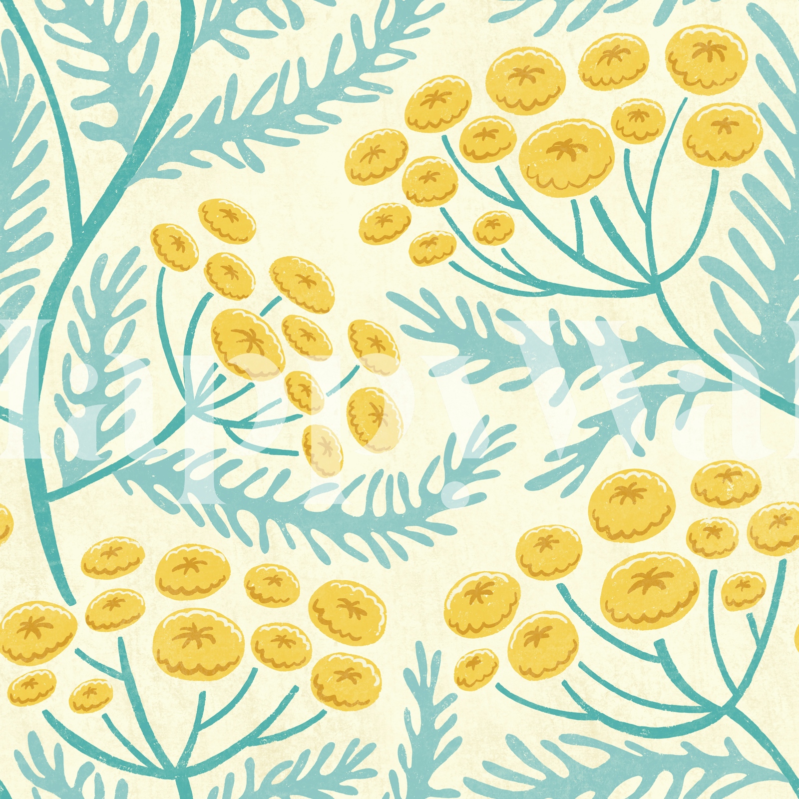 Tansy Block Print Floral Wallpaper | happywall.com