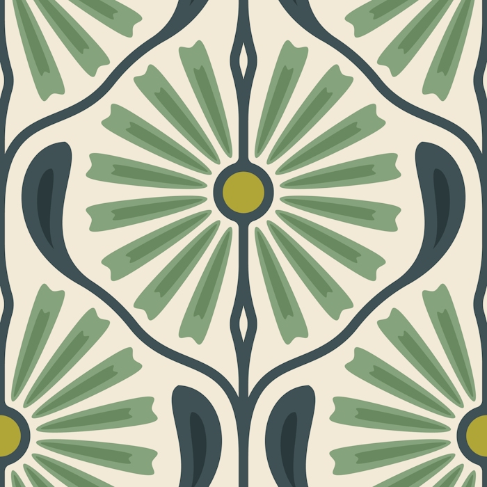 Retro Sunburst Charm in Green - Happywall