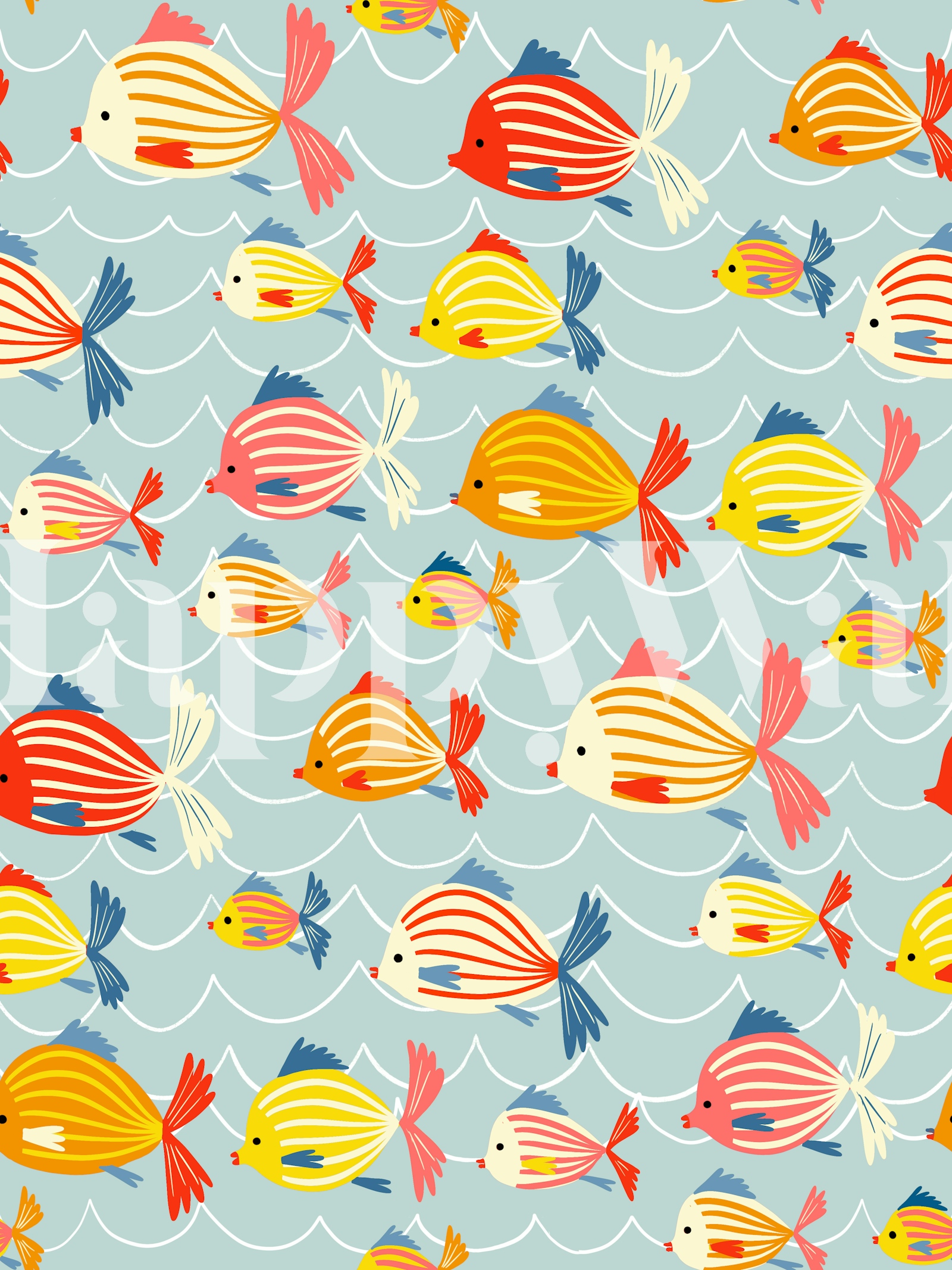 Colorful Fish Pattern Wallpaper for Kids