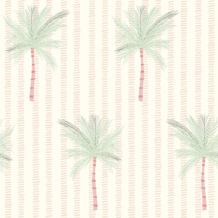 Pastel Pink Palm Tree Striped Wallpaper